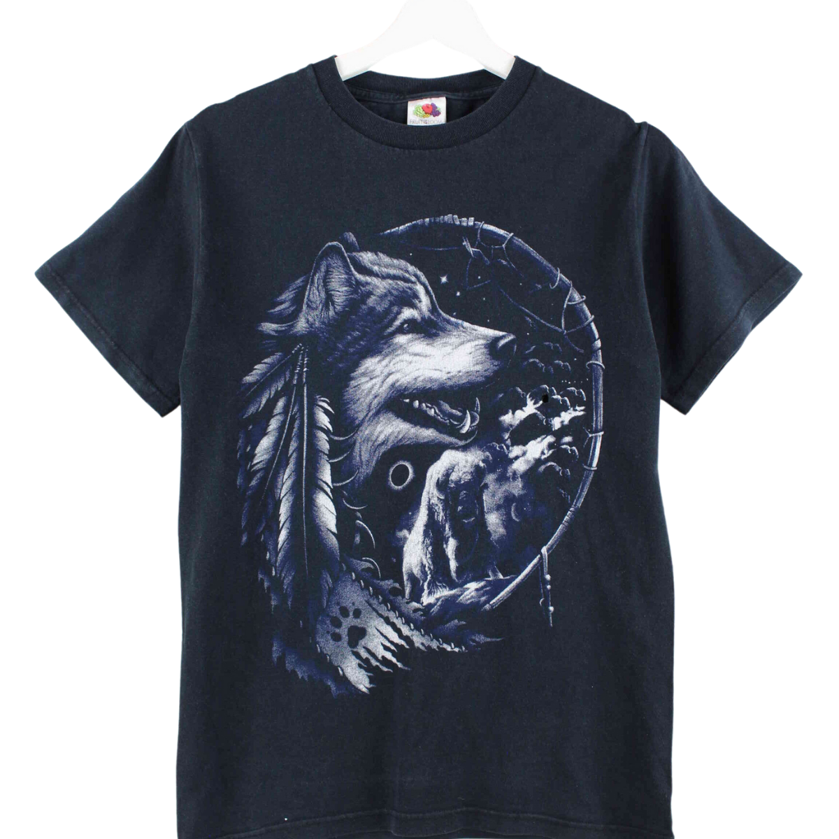 Fruit of the Loom Wolf Print T-Shirt Schwarz S – Peeces