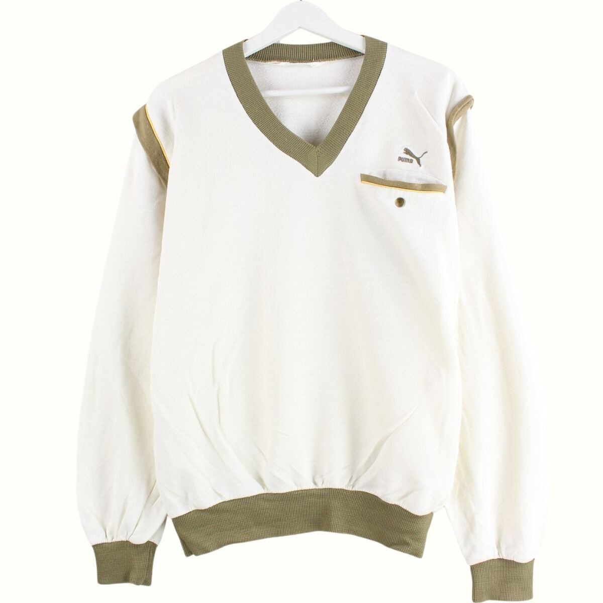 Puma 90s Vintage V-Neck Sweater Weiß M – Peeces